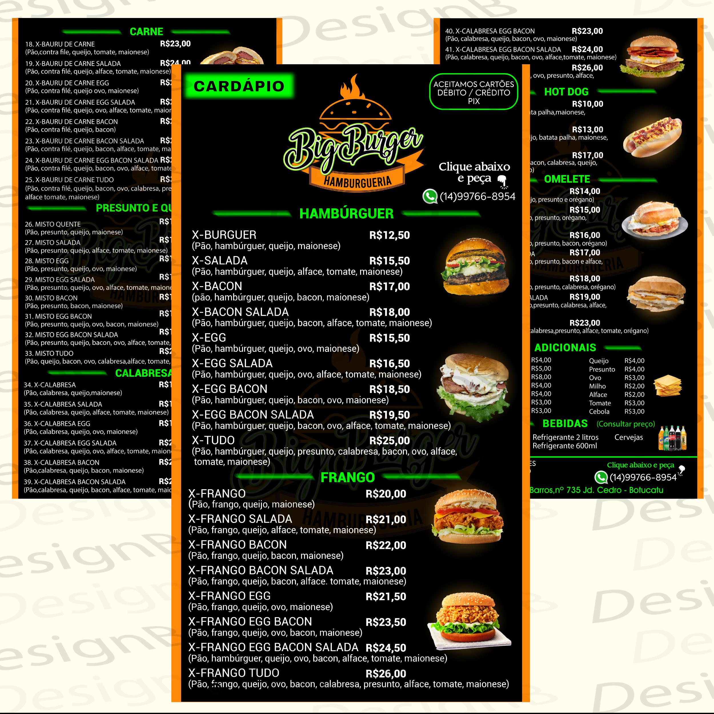 Cardápio personalizado - DesignB Cardápio personalizado